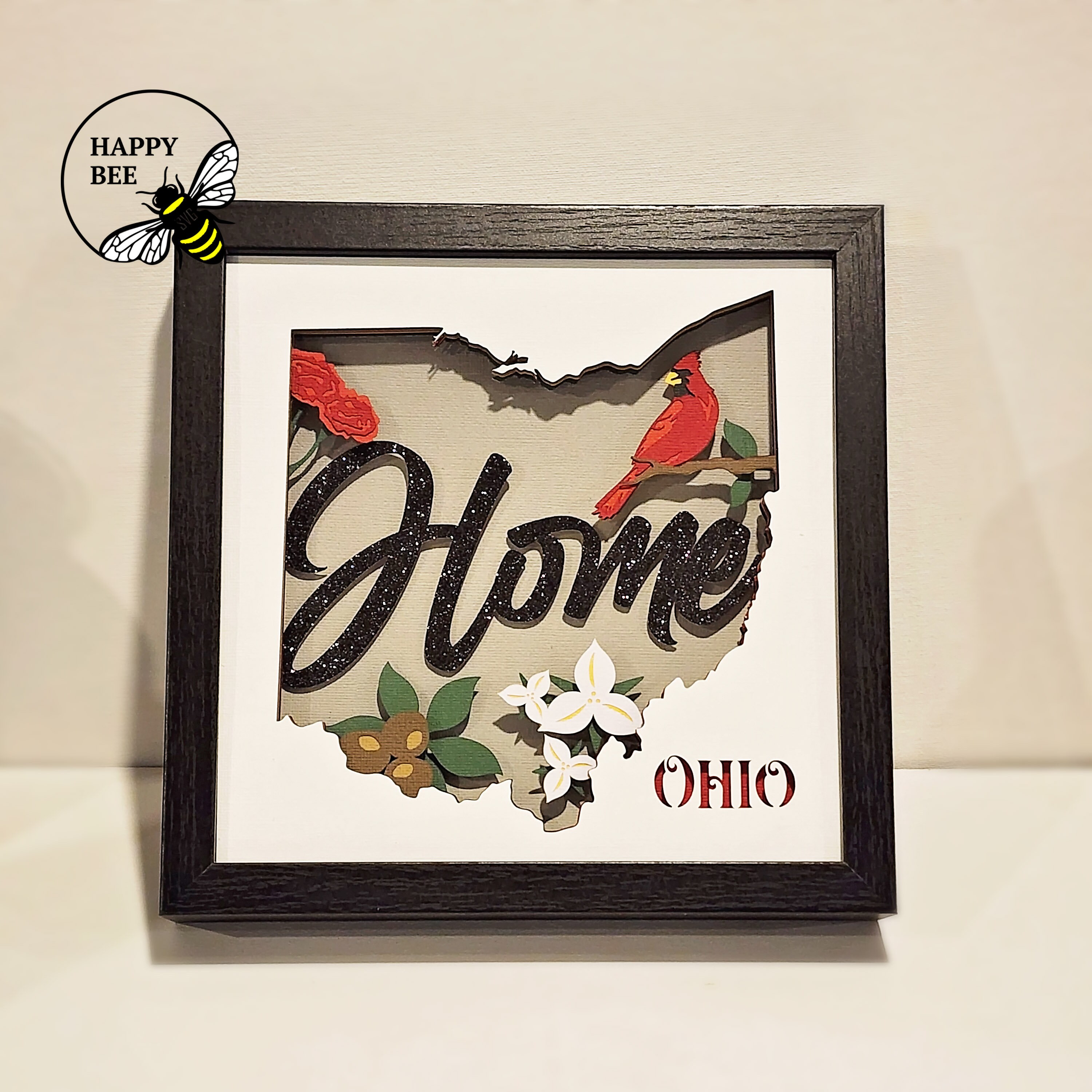 Ohio Home Shadow Box SVG File, 3D, Layered Shadow Box, Cardinal, State ...