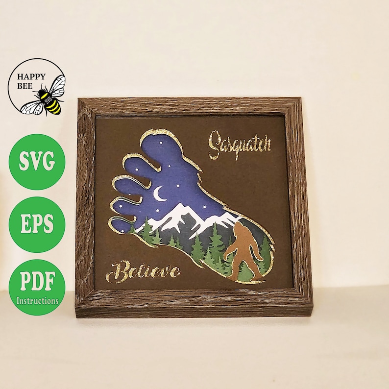 Sasquatch Shadow Box SVG File – Bigfoot 3D Layered Design (digital ...