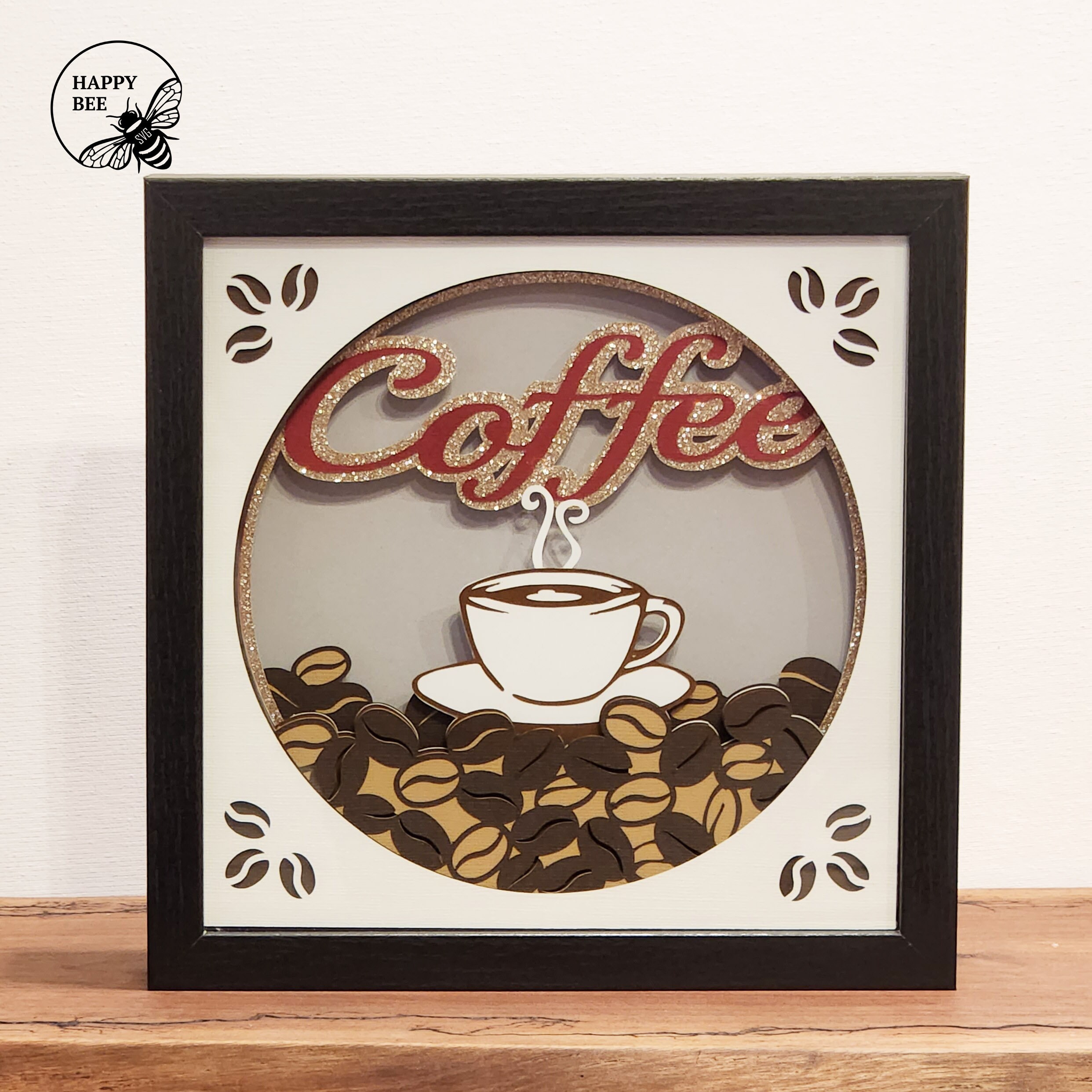 Coffee Shadow Box SVG File, 3D SVG, Layered Shadow Box, Coffee Beans ...