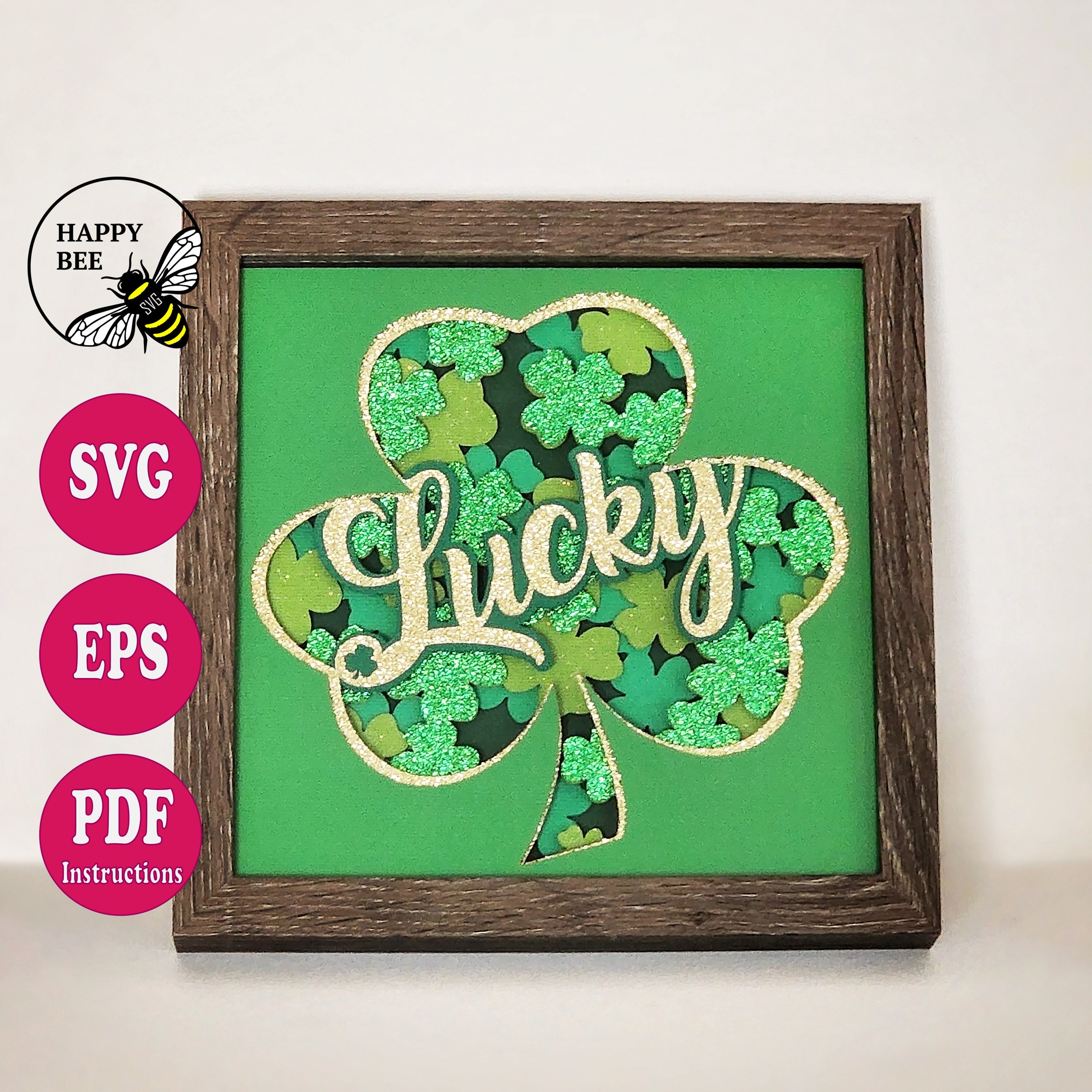 Lucky Shamrock Shadow Box SVG File, 3D, Layered Shadow Box, Shamrock ...