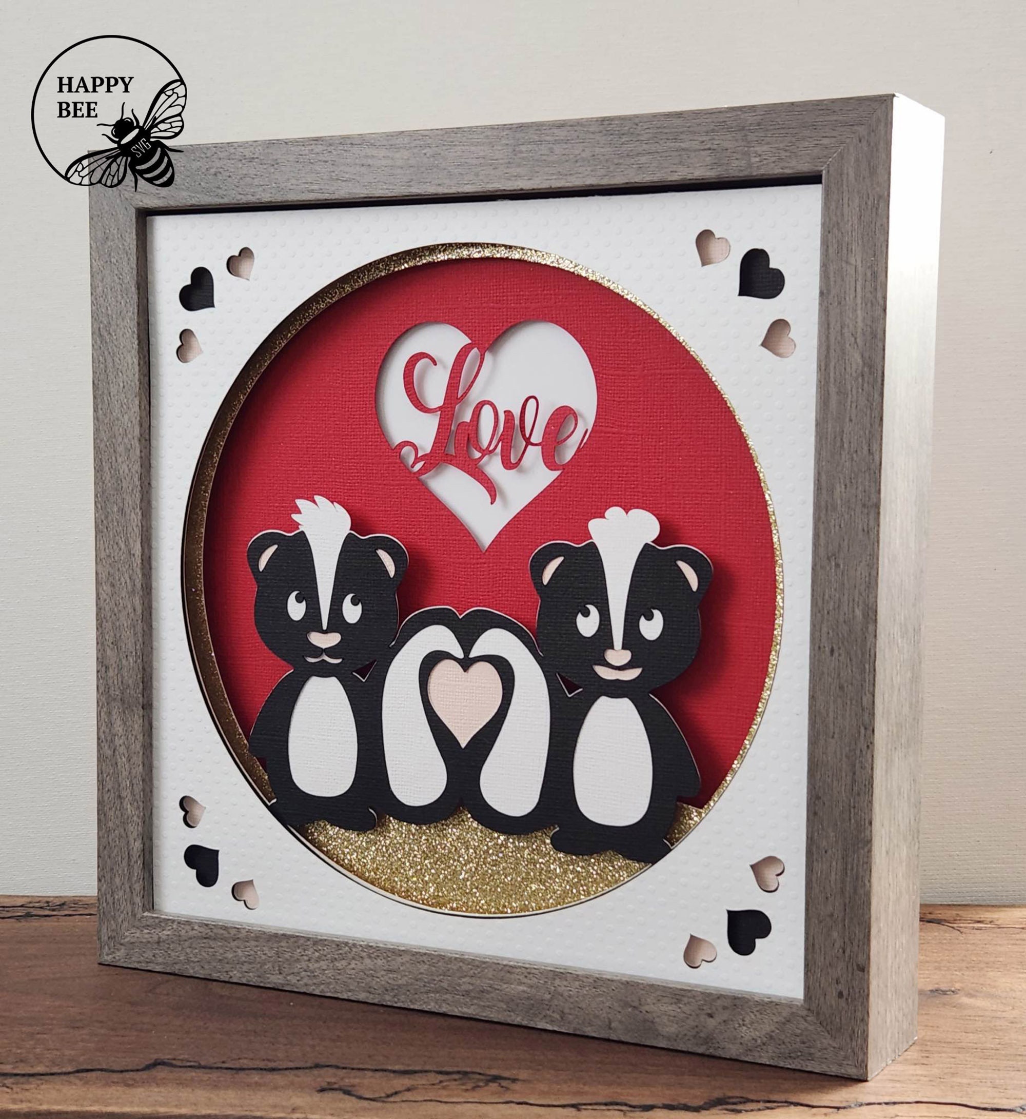 Skunk Love Shadow Box SVG File, 3D SVG, Layered Shadow Box, Cricut ...
