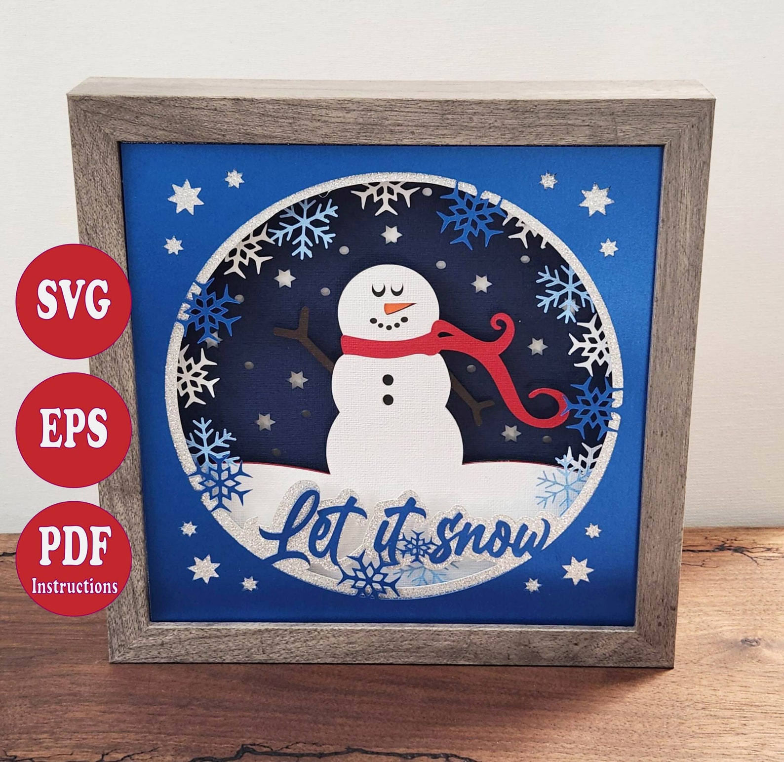 Let It Snow, Snowman Shadow Box SVG File, 3D SVG, Layered Shadow Box ...