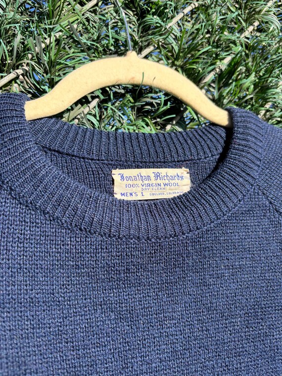 Vintage 1960s 100% Virgin Wool Navy and Yellow Stripe… - Gem