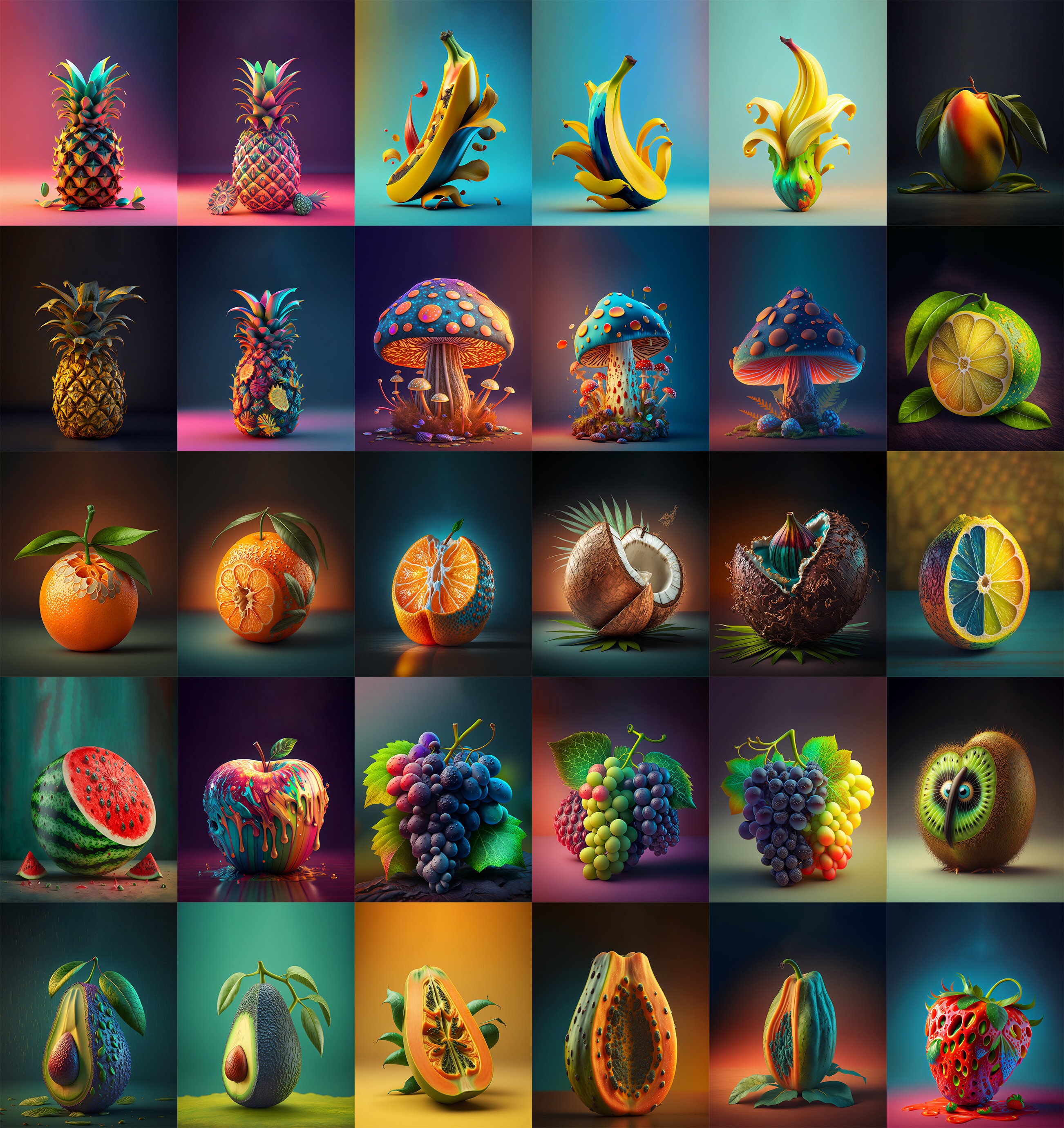 Fruits Prints Set of 30 Digital Prints Fruit Art Print - Etsy