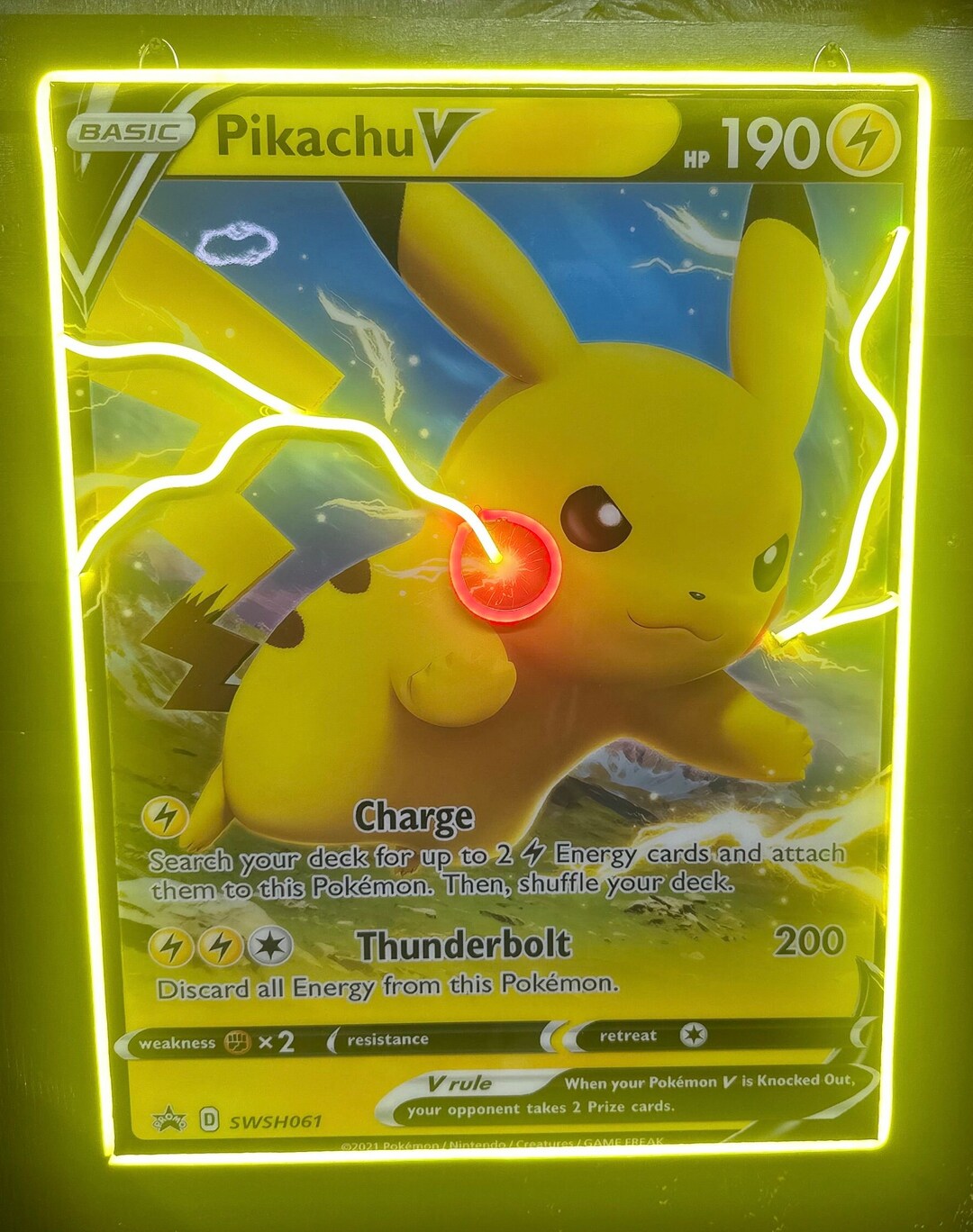 Pikachu. 18x24 Pokemon, Wall Art, Finish in Resin, Front Neon Lighting ...