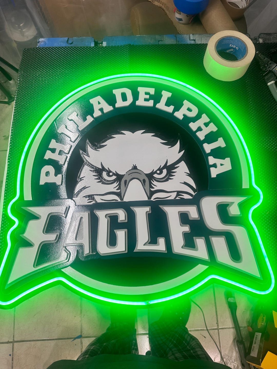 Philadelphia Eagles Neon Sign: 3D Layered Velvet Wall Decor - Etsy