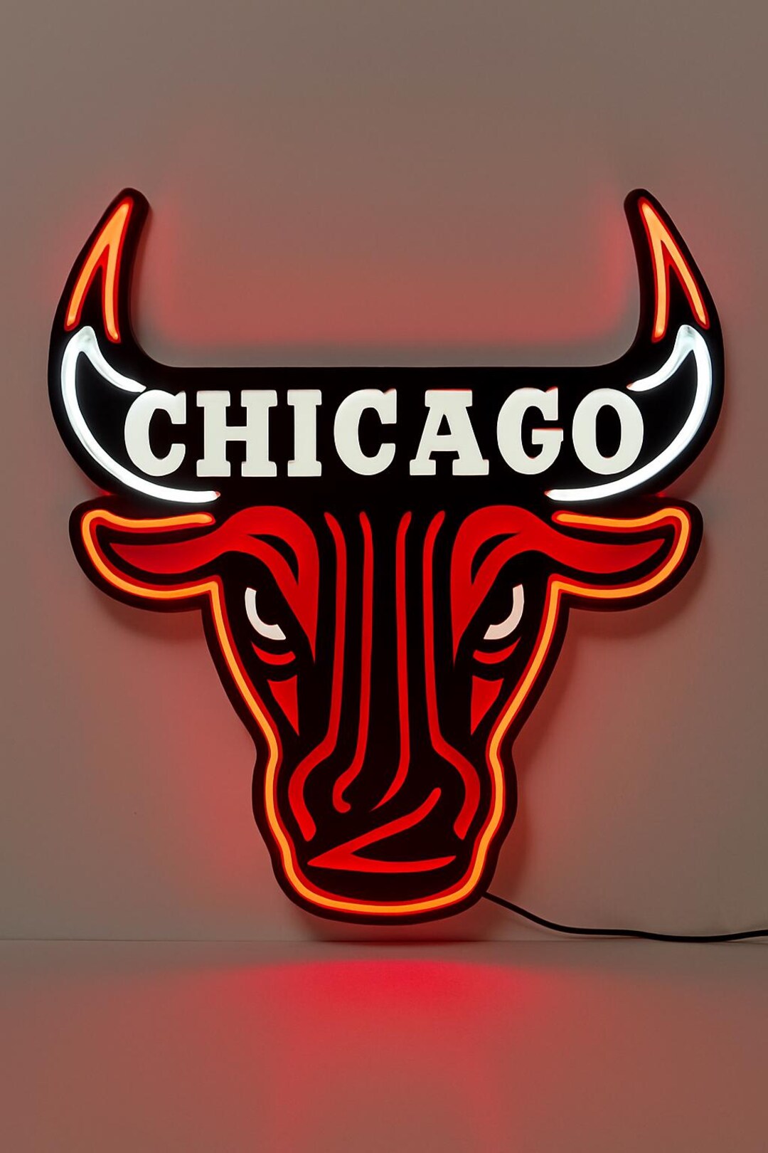 Custom Chicago Bull LED Sign: Red Horns, Personalized Fan Art - Etsy