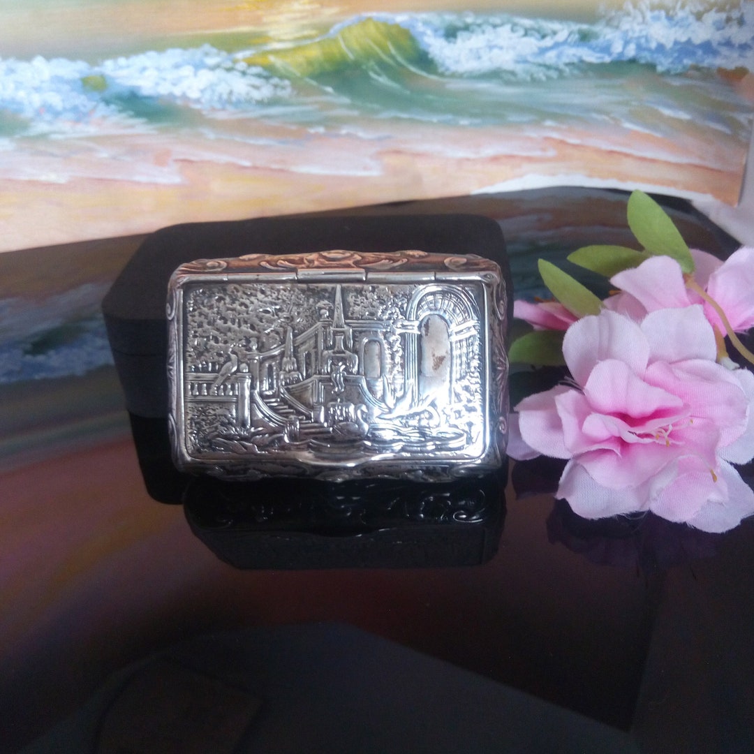 Silver Snuff Box, Antique Tobacco Box, German Silver Snuff Box, Chased ...