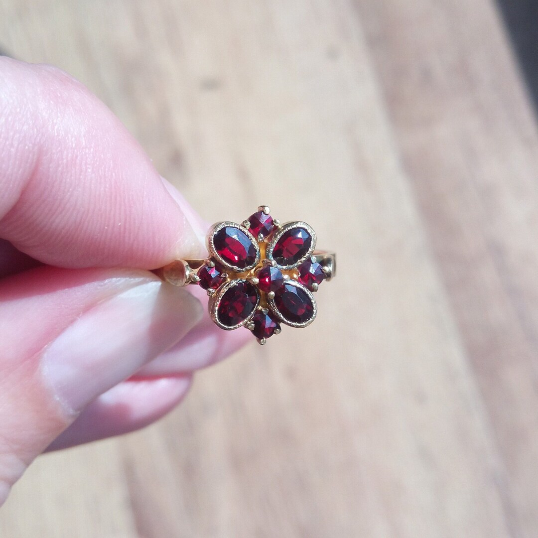 Vintage Bohemian Garnet Silver Ring, Bohemian Garnet Ring, Garnet ...
