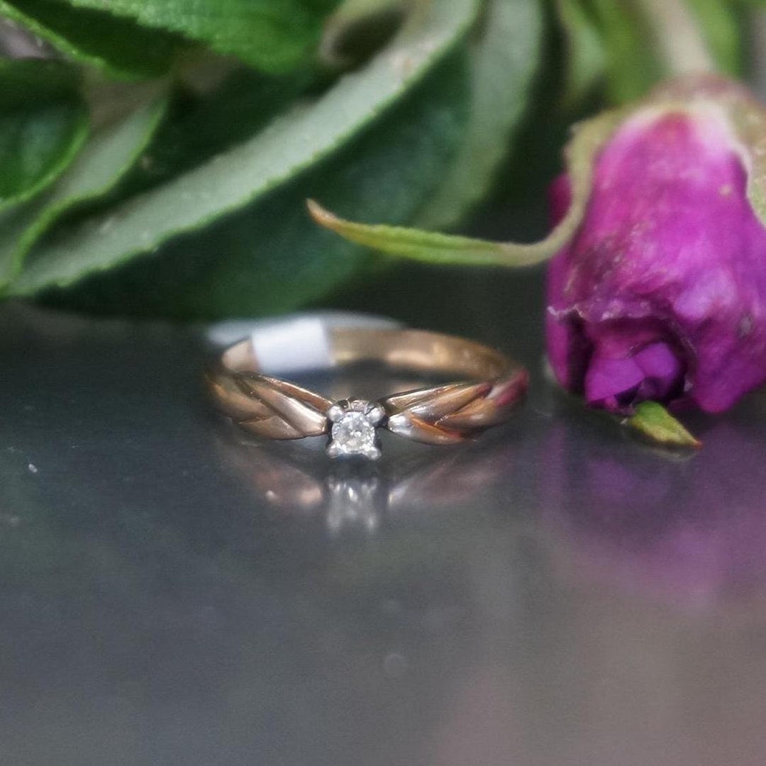 Sold Vintage 10kt Gold Diamond Ring, Solitaire Ring, Promise Ring ...