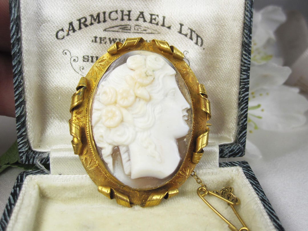 Antique Victorian Gold Flora Sardonic Shell Cameo Brooch, C51 - Etsy