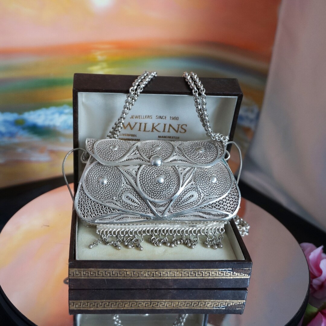 Art Deco 1920s Sterling Silver Filigree Purse, Evening Silver Purse ...