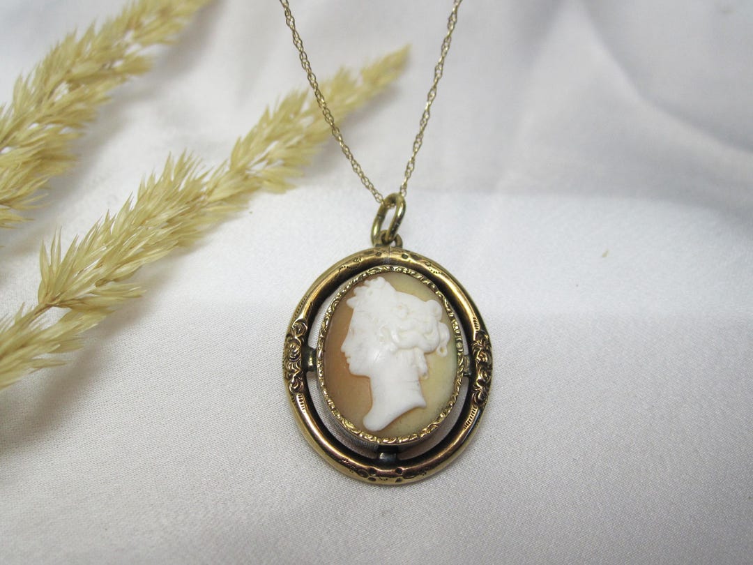 Antique Gold Plated Shell Cameo Pendant, Victorian Flora Cameo Pendant ...