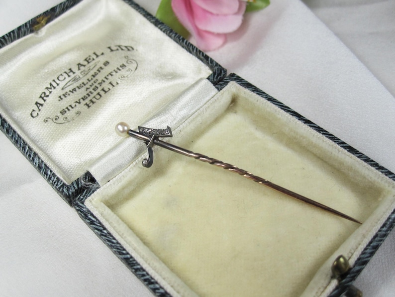 Antique 9kt Gold Letter "a" Pin, Silver, Diamond & Pearl, D28 - Etsy