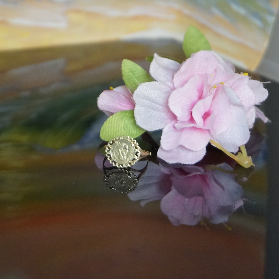 Vintage Gold Maximilian Mexican Emperor Ring 9ct Gold Coin Ring ...