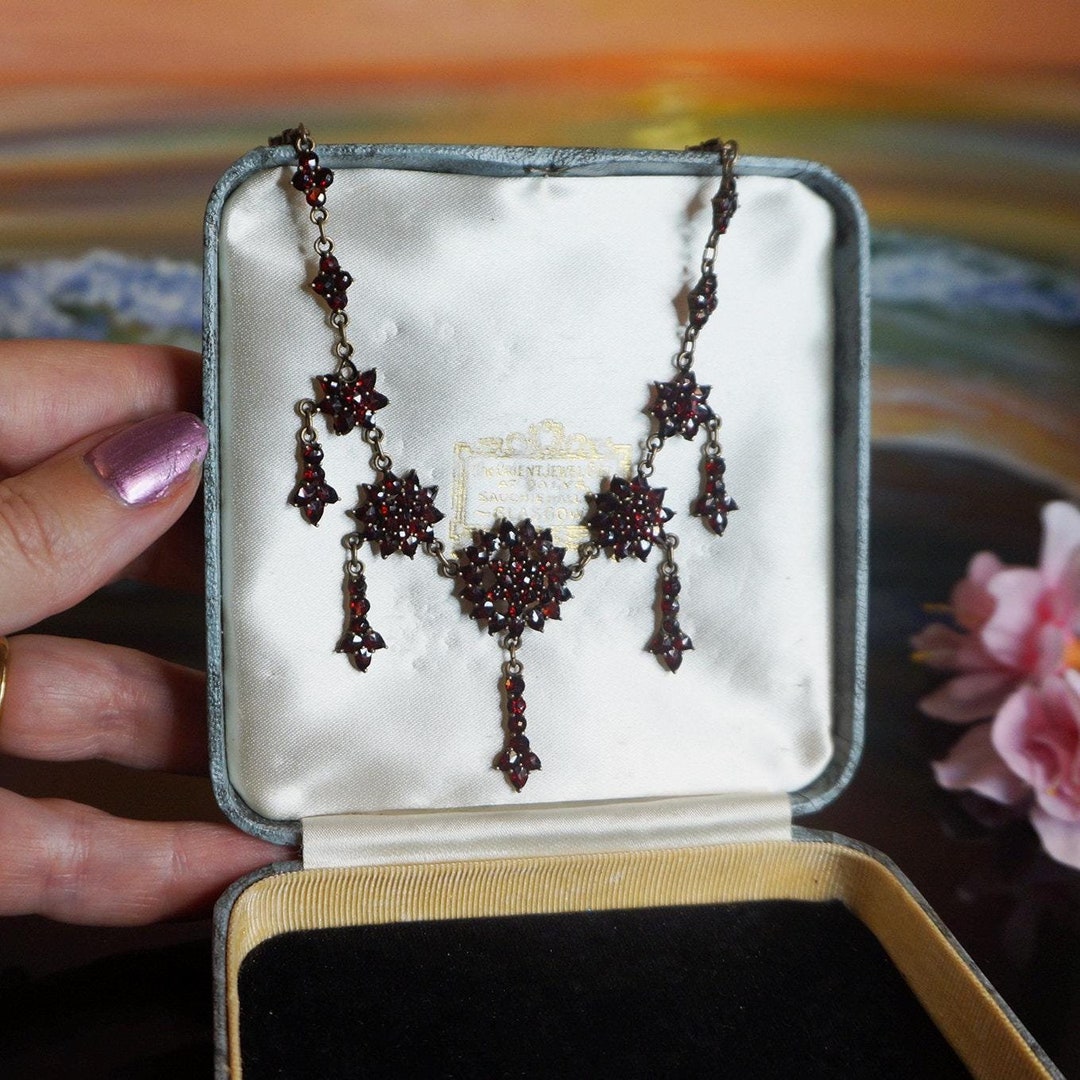 Victorian Bohemian Garnet Necklace 1840-50 Antique Garnet Necklace ...