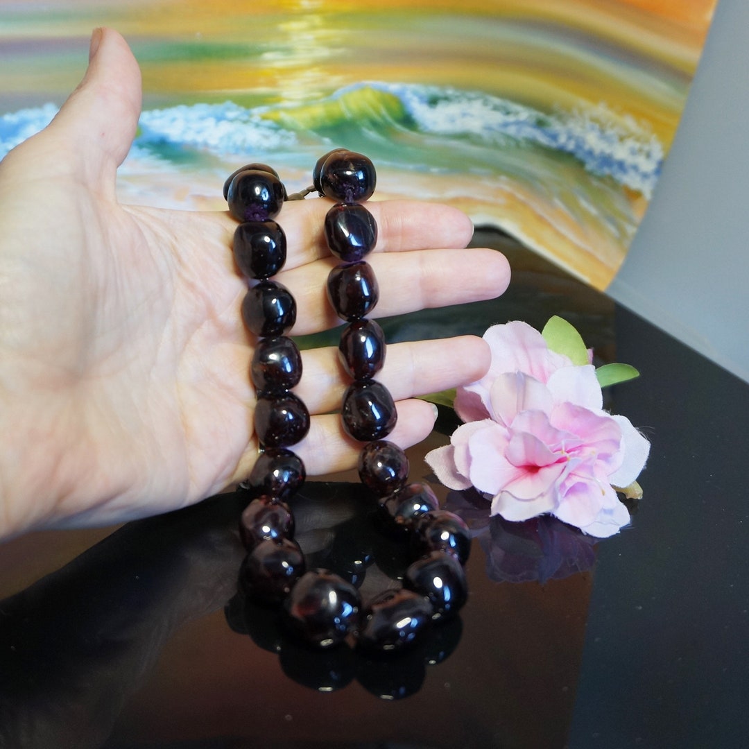 Large Beaded Natural Garnet Necklace, Garnet Choker With 9kt Gold Clasp ...