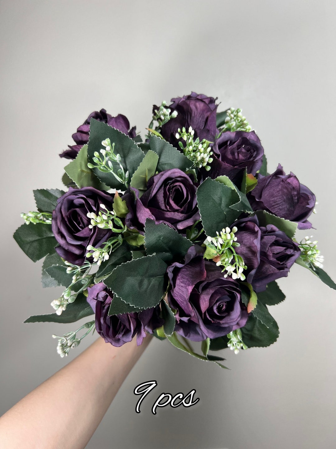 Plum Roses Artificial Wedding Plum Flowers With Stems Dark Purple Roses ...