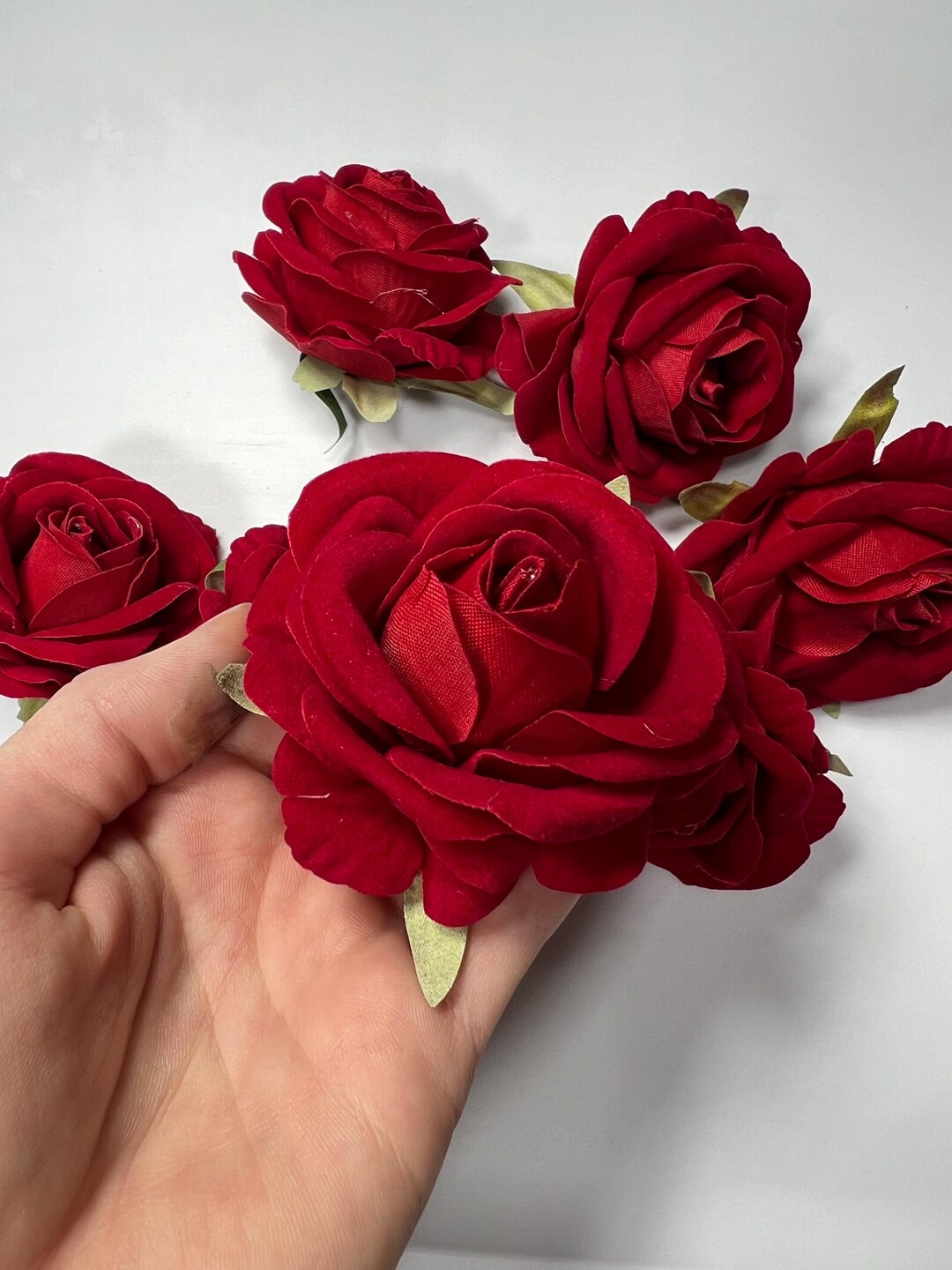 Red Rose Head 2 Inch Wedding Decor Velvet Dark Red Rose Christmas Red ...