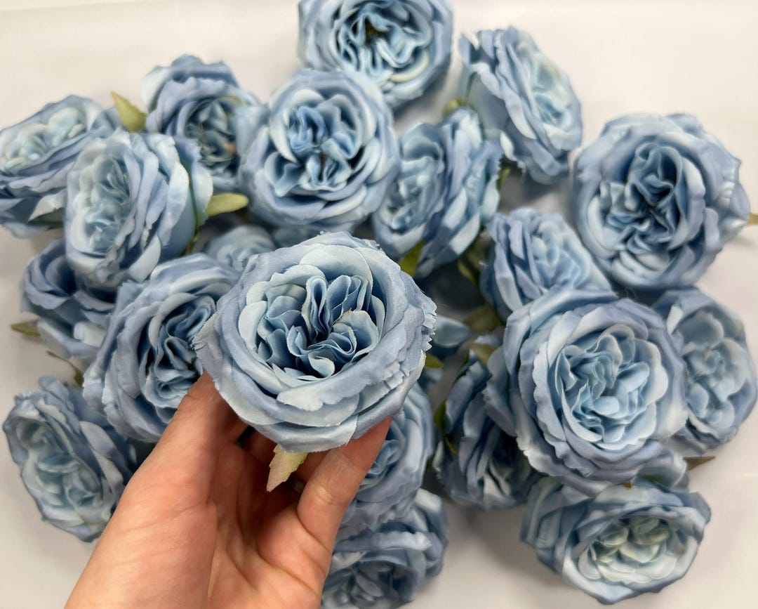 Blue Peony Artificial Flower Heads Sky Blue Peonies Silk Flowers ...