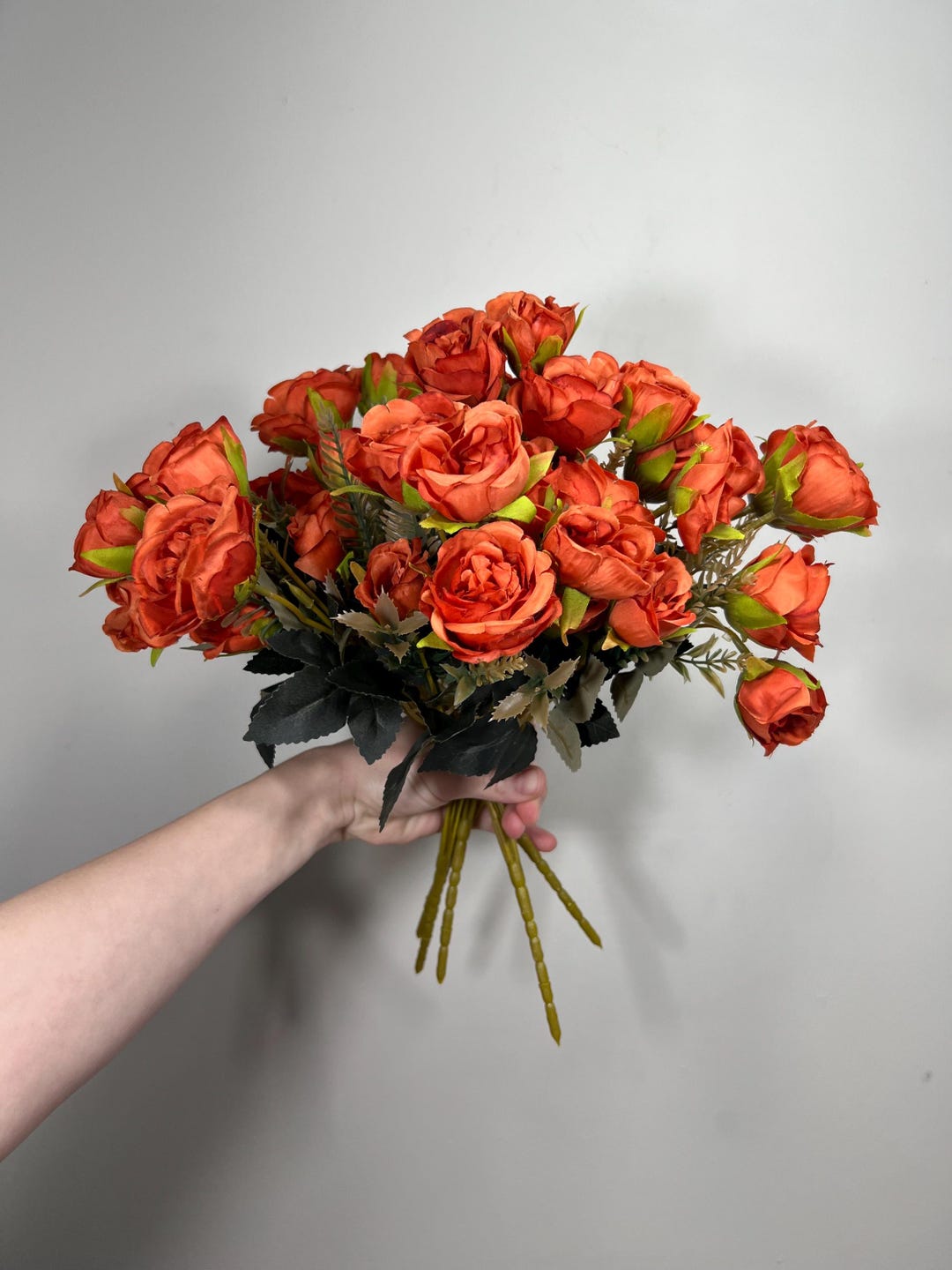 Burnt Orange Artificial Rose Spray 1 Bundle Terracotta Silk Roses DIY ...