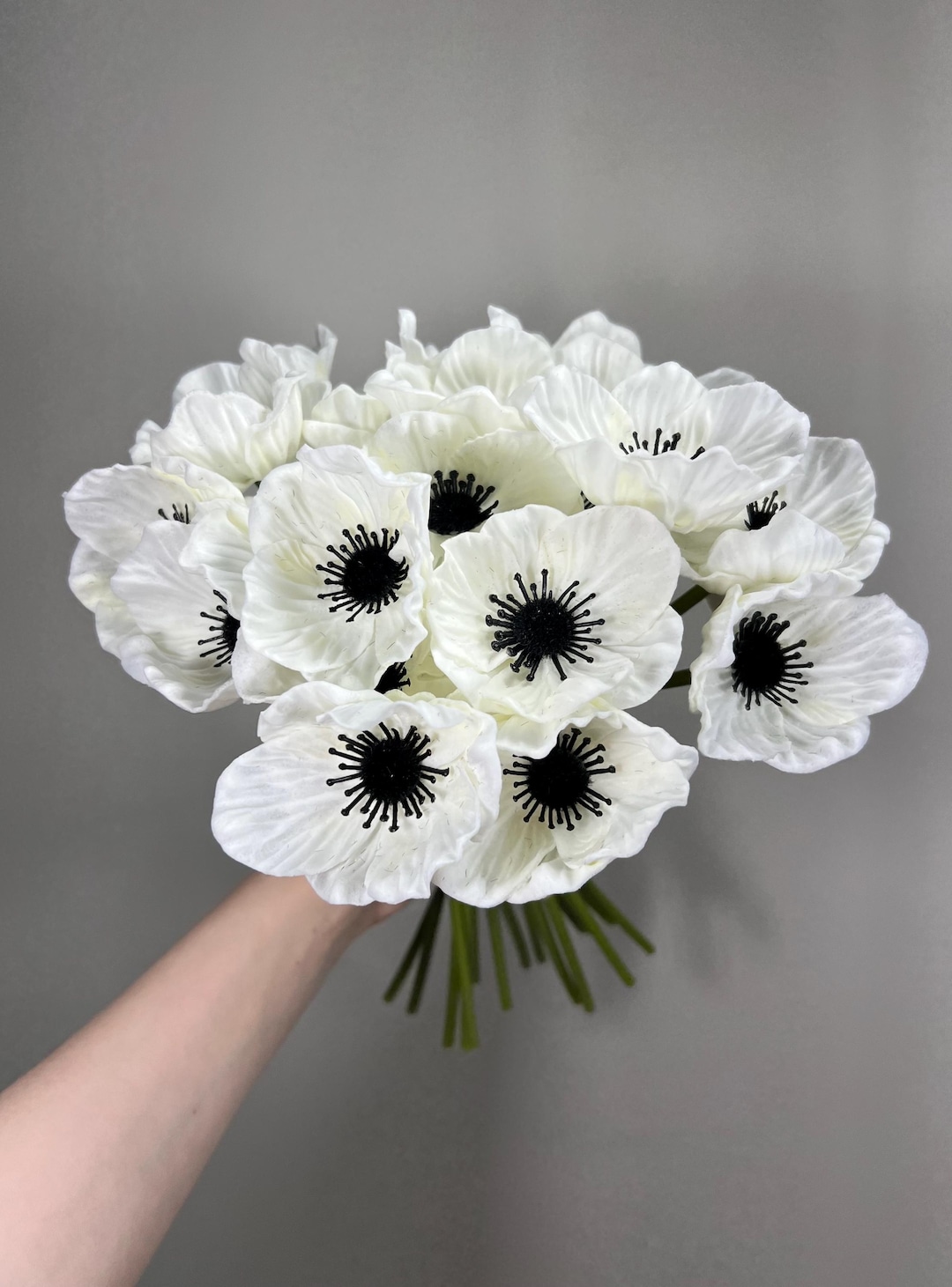 Anemone Artificial Flower Wedding Anemone White Flower Heads With Stems ...