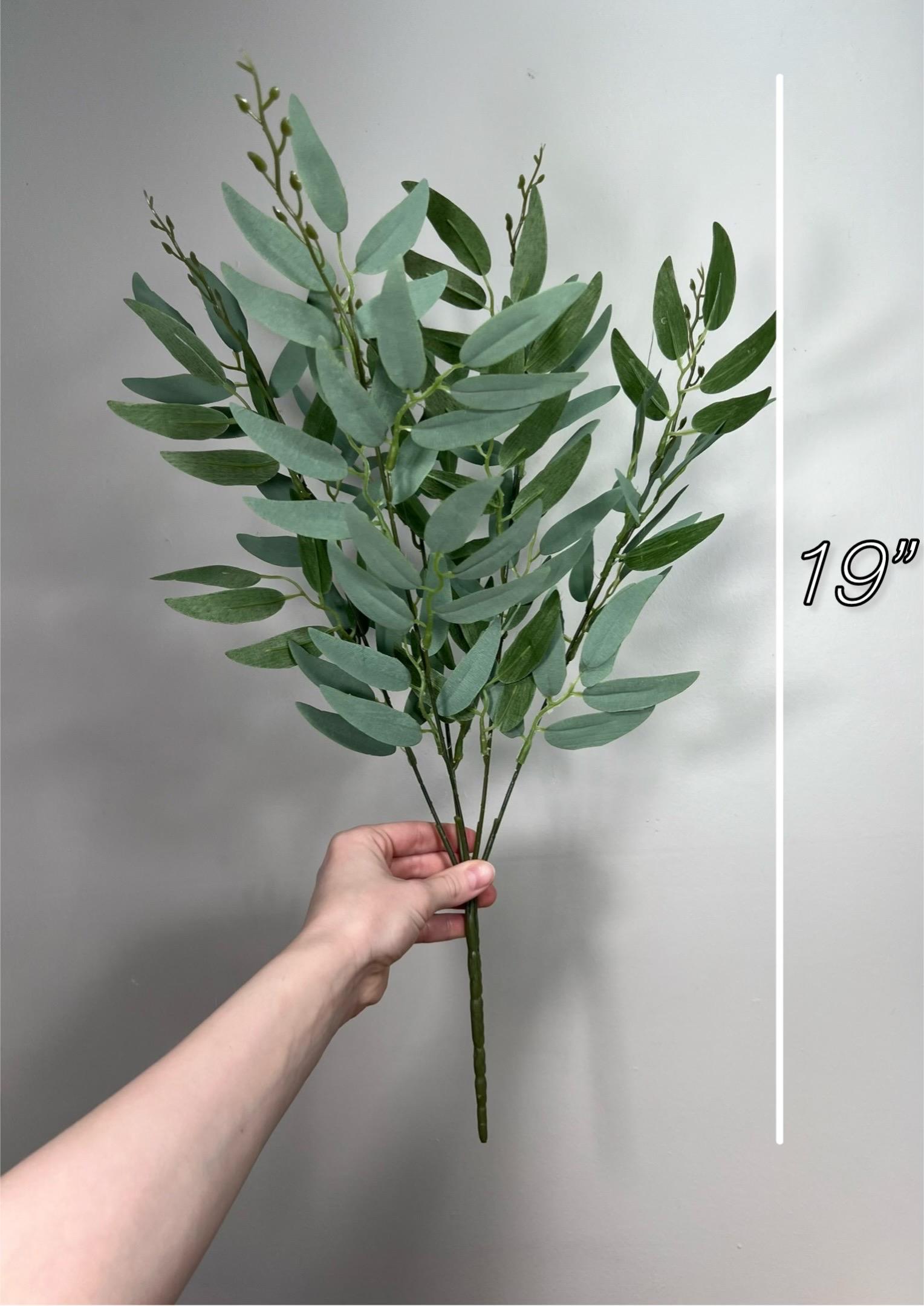 Bulk Artificial Willow Leaves 1 Bunch Bundle Dark Green Greenery ...