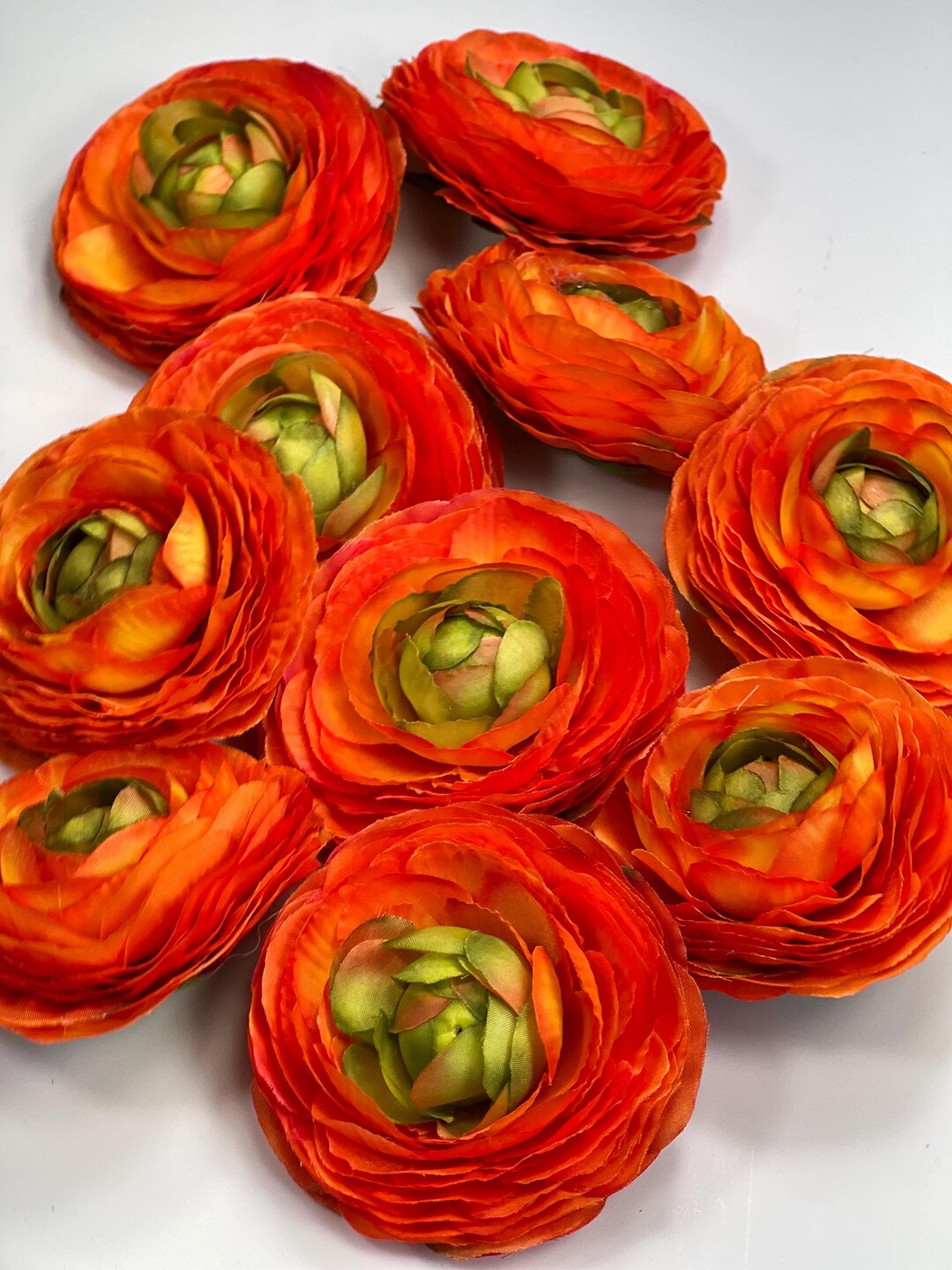 Orange Ranunculus Flower Heads Wedding Bright Orange Flowers Artificial ...