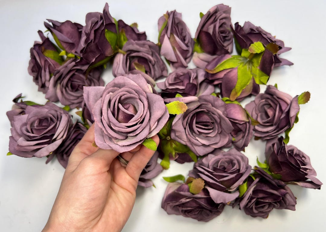 Plum Flower Heads Wedding Dark Purple Roses Artificial Plum Head Rose ...