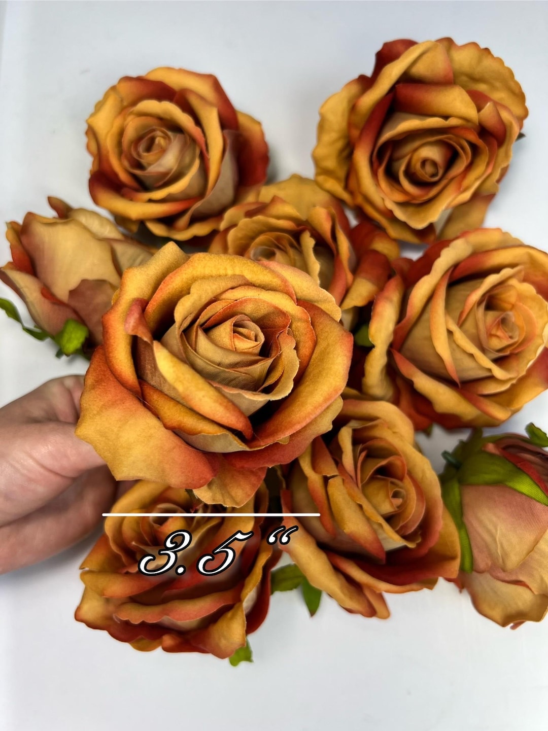 Orange Flower Head Artiricial Rose Rust Flower Heads Autumn Orange Rose ...