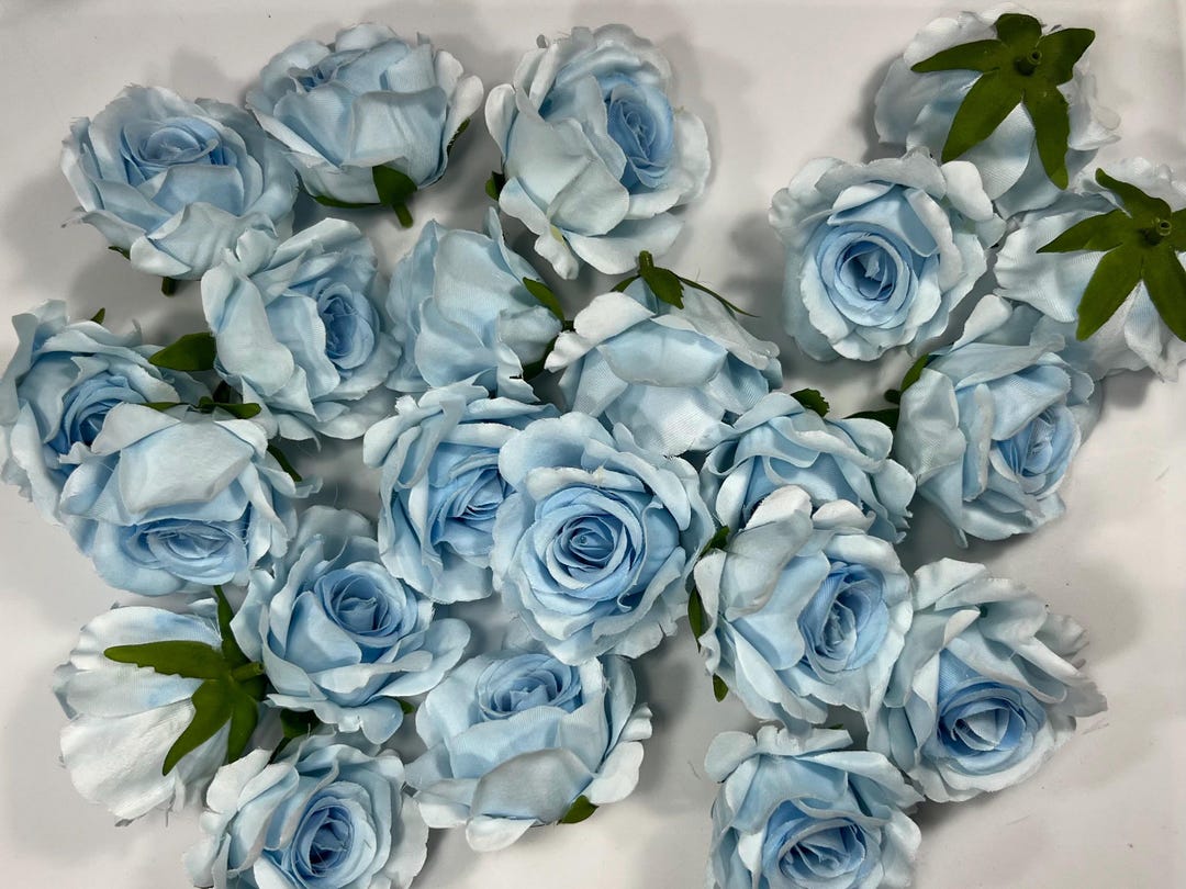 Blue Flower Head 2" Inch Artificial Rose Blue Small Flower Wedding ...