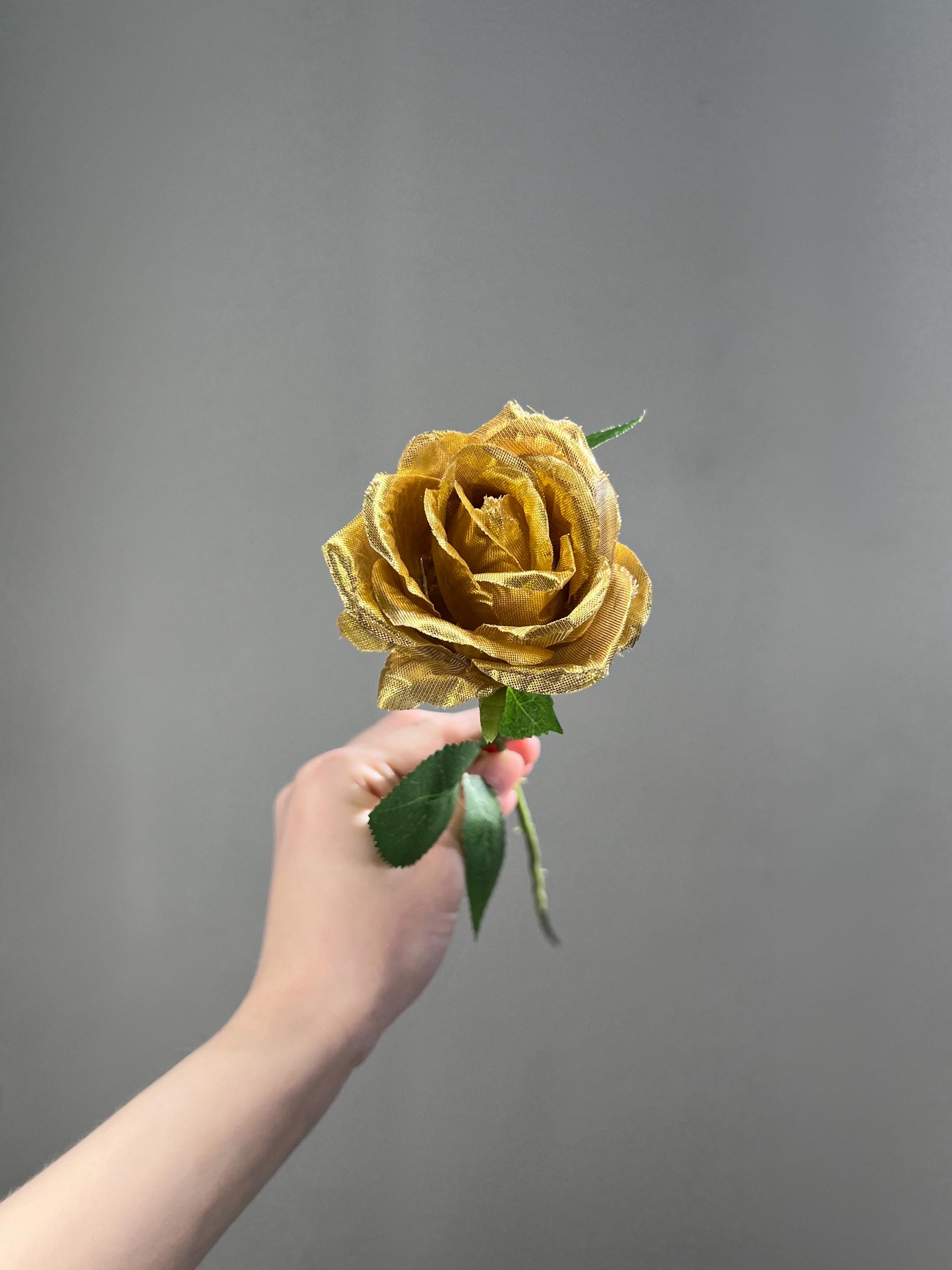 Gold Rose Flower Heads With Stem Wedding Gold Rose Artificial Gold ...