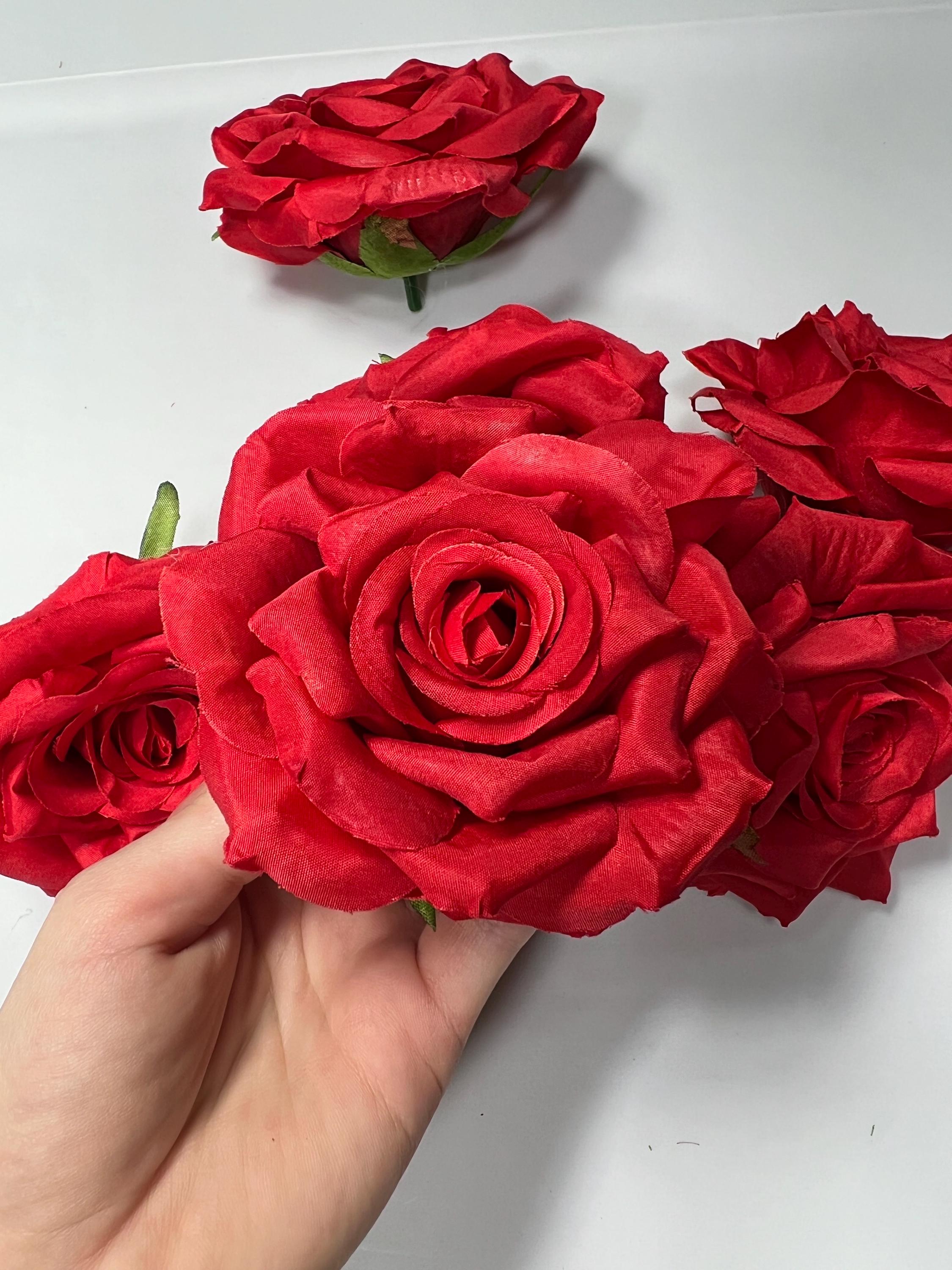 Red Rose Head 4 Inch Wedding Decor Dark Red Rose Christmas Red Rose ...