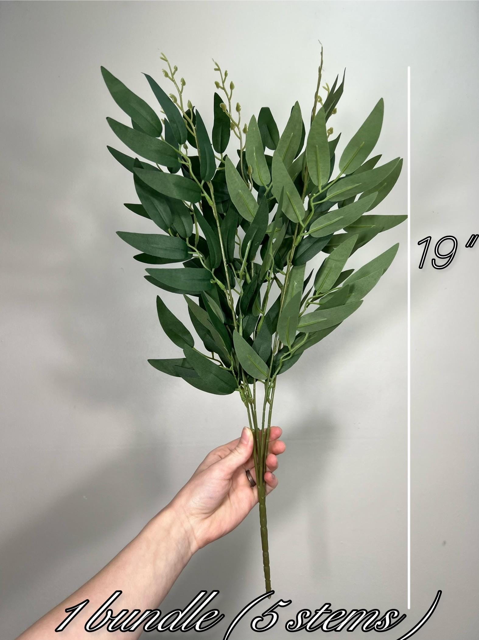 Bulk Artificial Willow Leaves 1 Bunch Bundle Dark Green Greenery ...