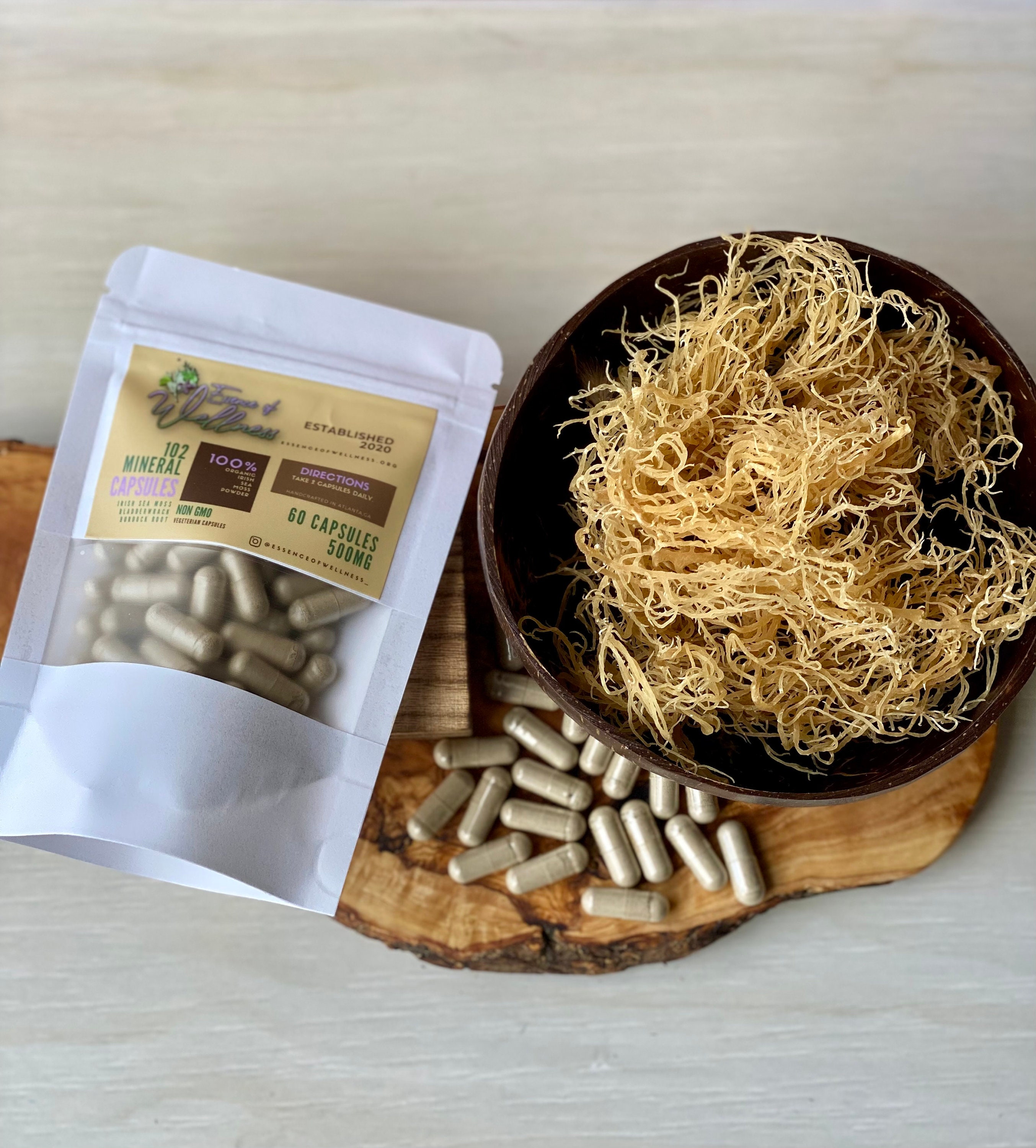 Irish Sea Moss Bladderwrack & Burdock Root Capsules, Health and ...