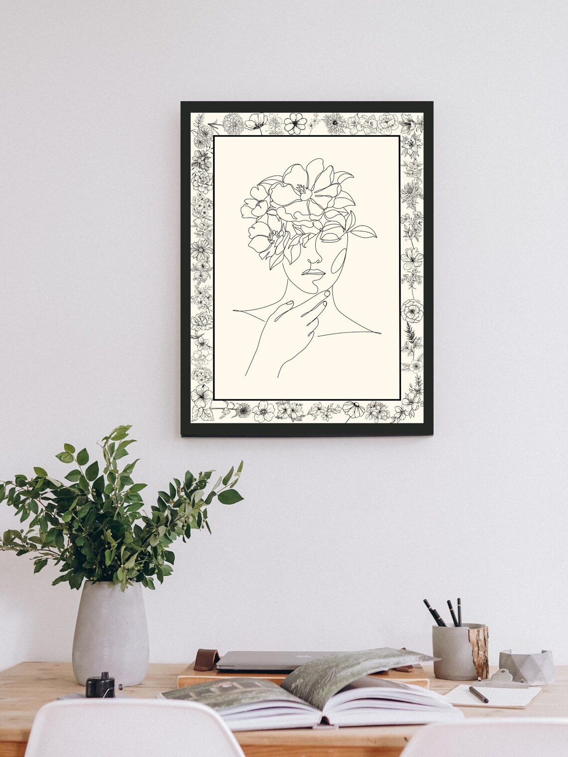 Single Line Floral Poster - Etsy