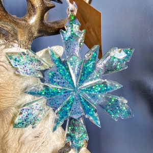 Blue Glitter Snowflake Ornament, Handmade 3D Snowflake, Unique Winter ...