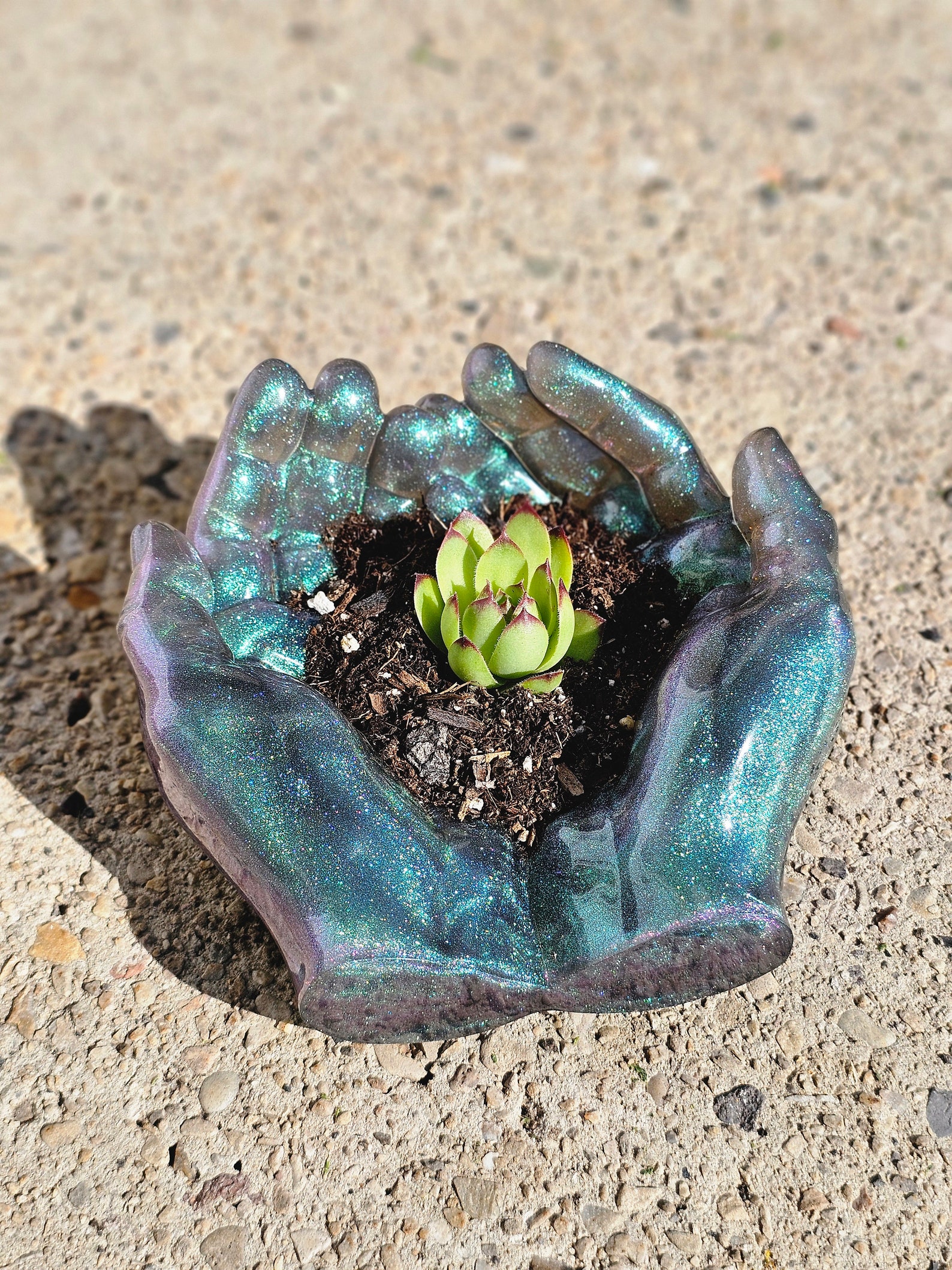 Cupped Hands Resin Planter Pot, Catch-all Dish, Jewelry Holder, Key ...