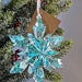 Blue Holographic Glitter Snowflake Ornament, Handcrafted Winter Decor ...