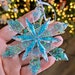 Blue Holographic Glitter Snowflake Ornament, Handcrafted Winter Decor ...