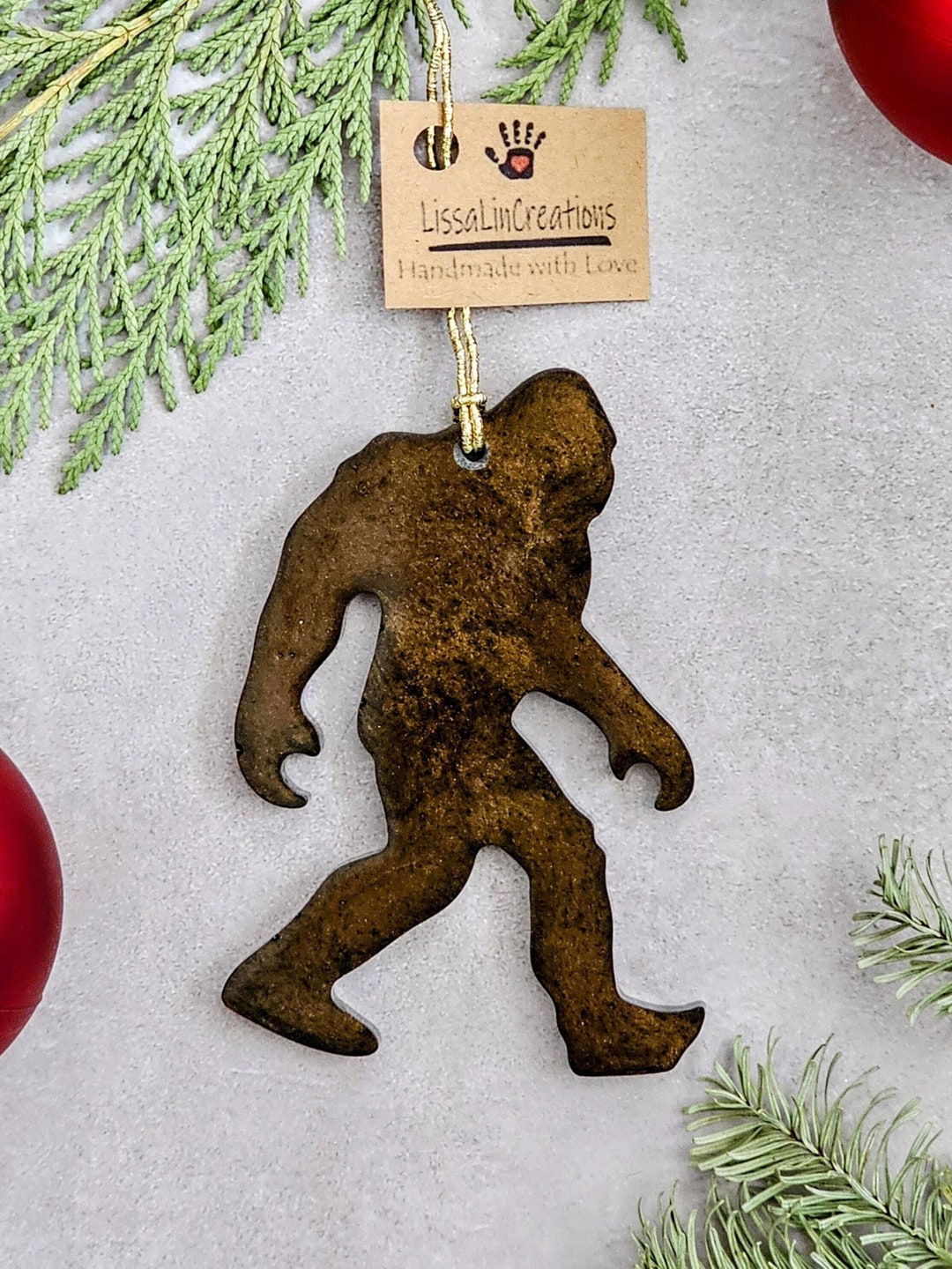 Sasquatch Ornament, Bigfoot Christmas Ornaments, Handcrafted Christmas ...