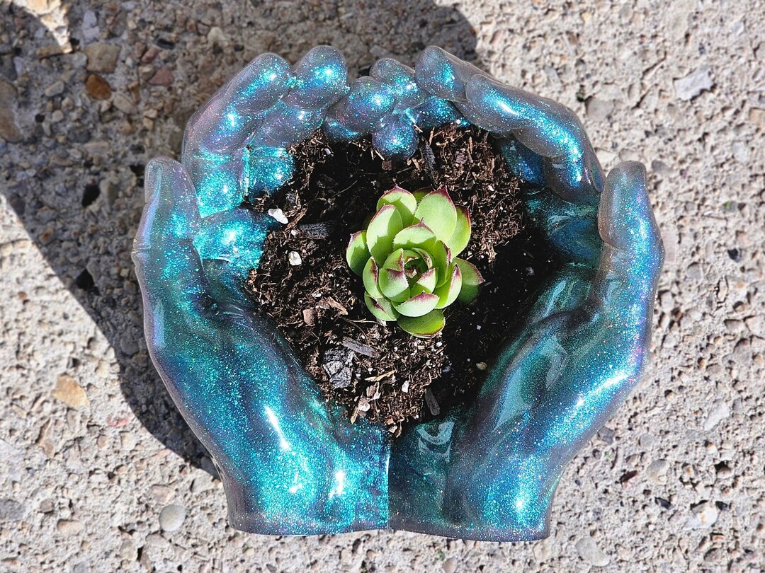 Cupped Hands Resin Planter Pot, Catch-all Dish, Jewelry Holder, Key ...