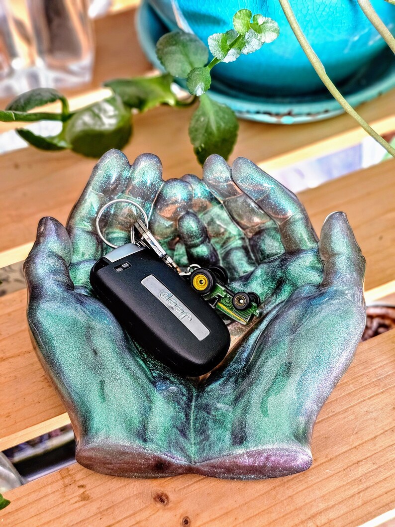 Cupped Hands Resin Planter Pot, Catch-all Dish, Jewelry Holder, Key ...