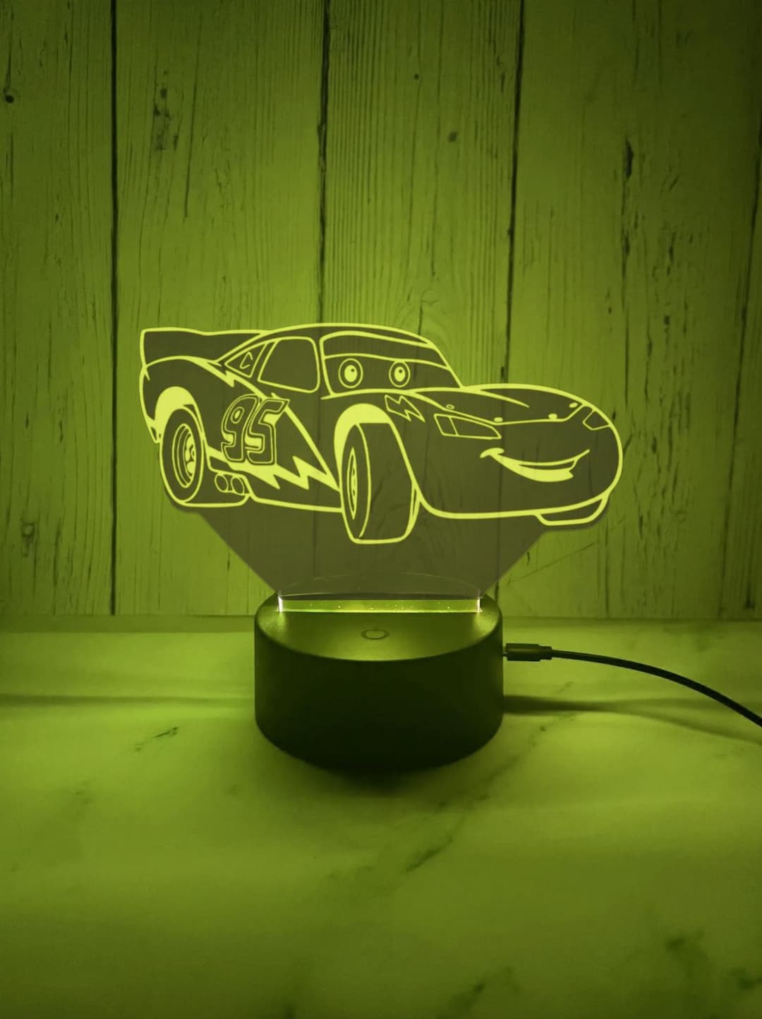 Personalized Lightning Mcqueen LED Night Light | Customizable Gift ...