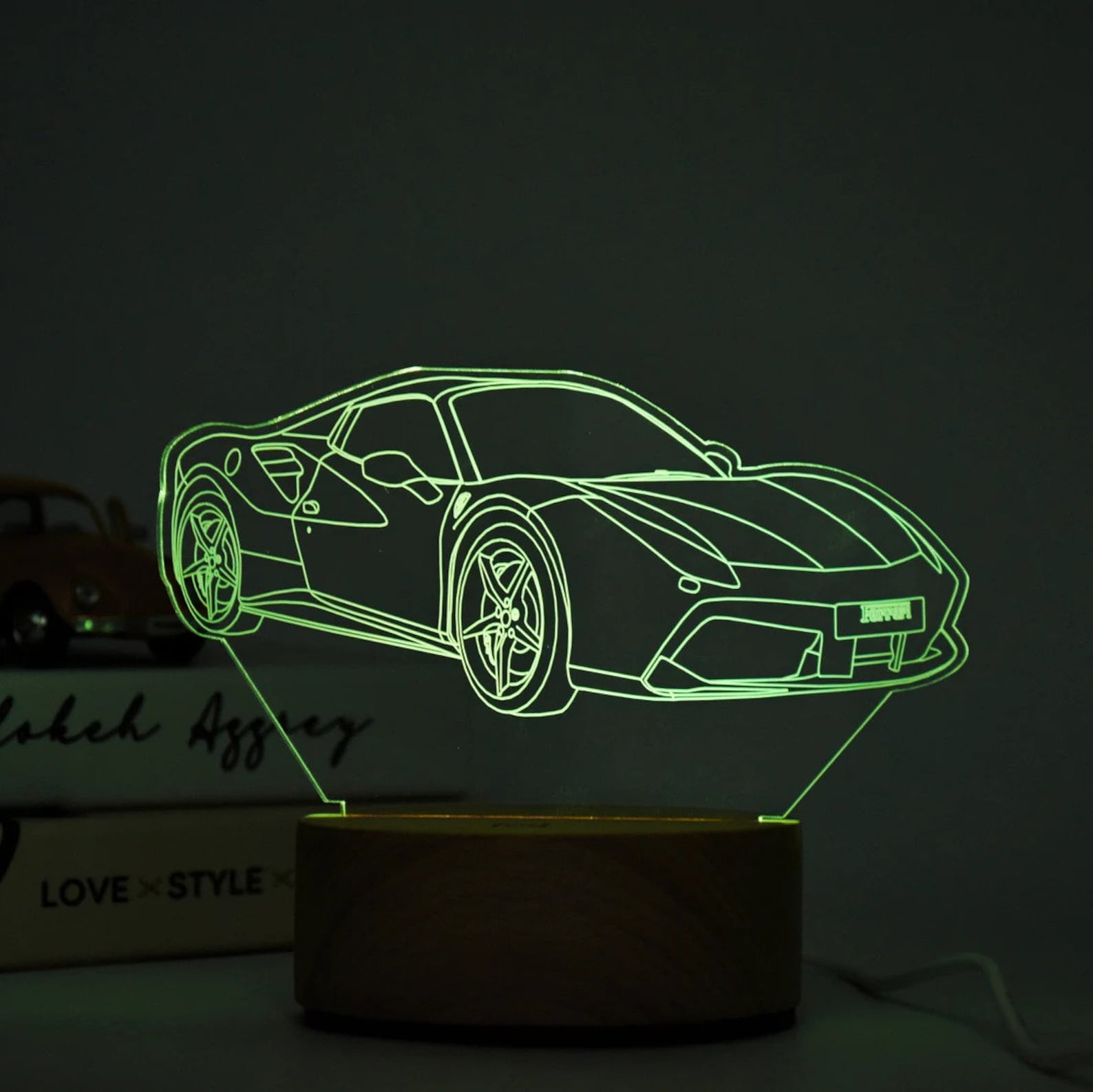 Custom Car Acrylic LED Lamp, Custom Car Lamp Gift, Car Lovers Lamp Gift ...