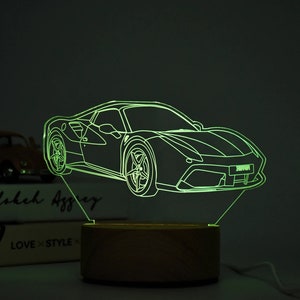 Custom 3D Car Sketch Night Light,drawing From Photo,car Mockup Led Lamp ...