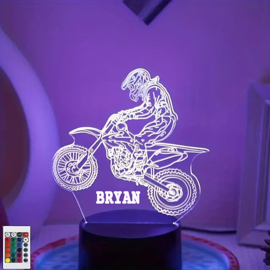 Personalized Custom MOTORBIKE DIRT BIKE 3D Night Light | Gift for Kids ...