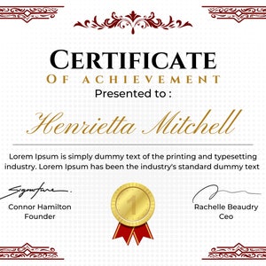 Certificate of Achievement Template | Editable Certificate of ...