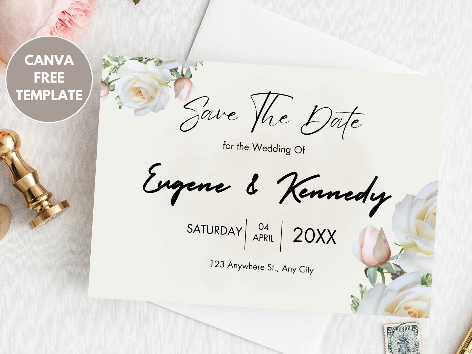 Editable Save the Date Template, Modern Save the Day Invite, Wedding ...
