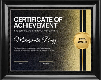 Editable Certificate Template Powerpoint-17, Certificate of Achievement, Completion, Award ...